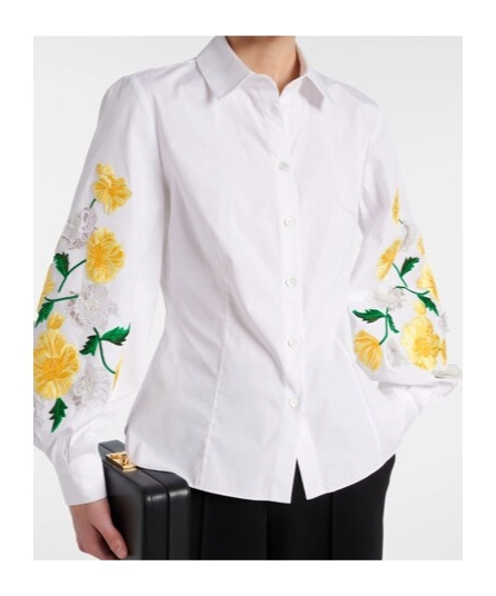 Carolina Herrera Floral Cotton-blend Poplin Shirt