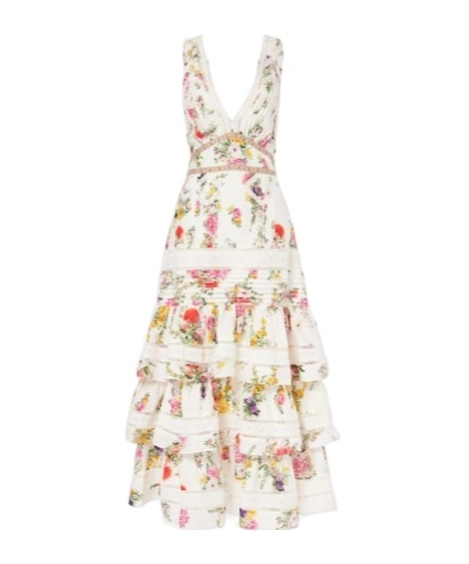 Camilla Floral Tiered Cotton And Silk Maxi Dress - White