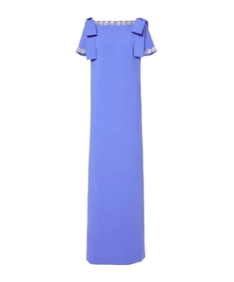 Carolina Herrera Embroidered Bow-detail Crêpe Gown - Blue
