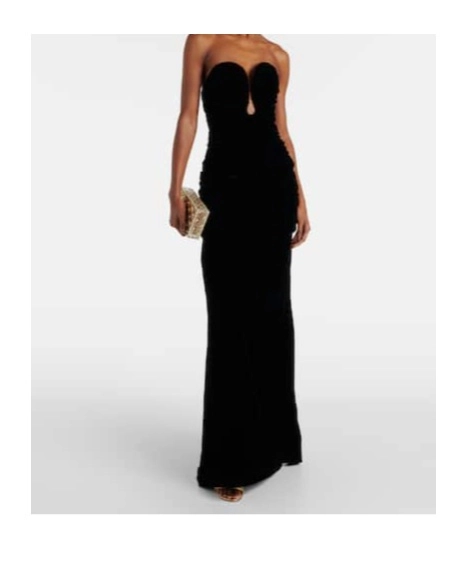 Carolina Herrera Ruched Velvet Bustier Gown