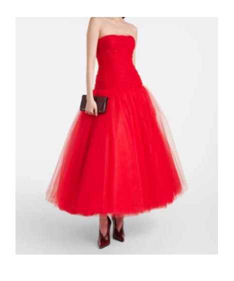 Carolina Herrera Embellished Strapless Tulle Gown