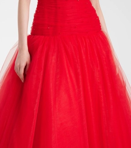 Carolina Herrera Embellished Strapless Tulle Gown