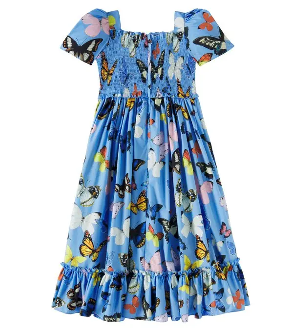 Dolce & Gabbana Printed Shirred Cotton Poplin Dress
