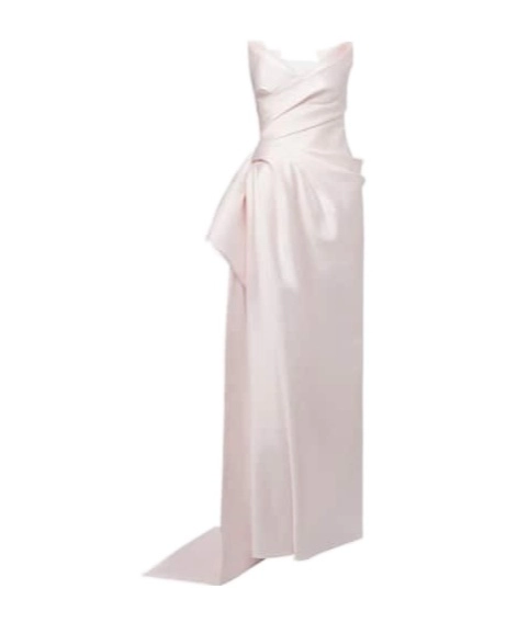 Monique Lhuillier Draped Strapless Mikado Gown - White