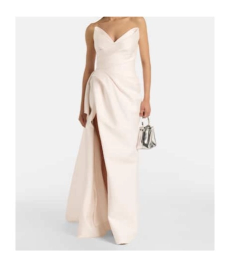 Monique Lhuillier Draped Strapless Mikado Gown