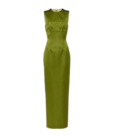 EMILIA WICKSTEAD Amadine Embellished Satin Gown - Green