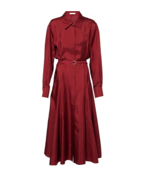 EMILIA WICKSTEAD Riko Belted Silk Twill Shirt Dress - Red