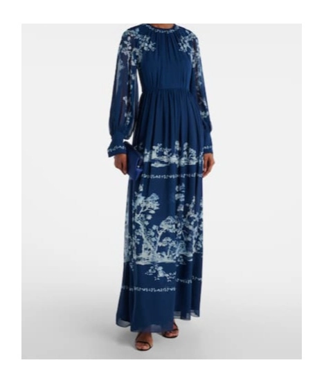 Erdem Floral Ruched Silk Gown