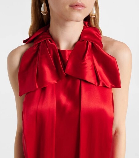 Simone Rocha Silk Satin Gown With Oversized Bows And Open Back - Red