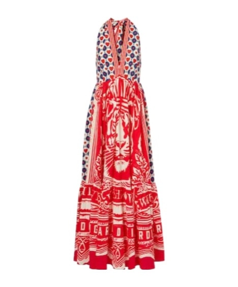 Camilla Halterneck Cotton Poplin Maxi Dress - Red