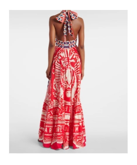 Camilla Halterneck Cotton Poplin Maxi Dress With Tiger Print