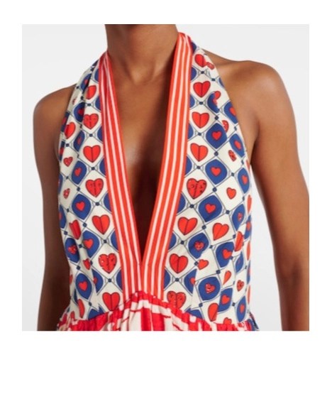 Camilla Halterneck Cotton Poplin Maxi Dress With Tiger Print