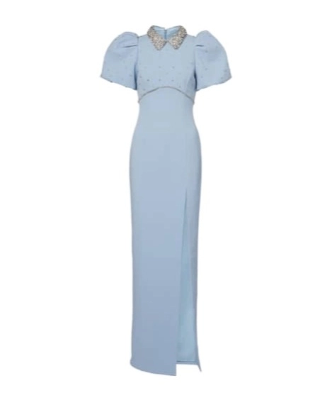 Rebecca Vallance Amery Embellished Puff-sleeve Gown - Blue