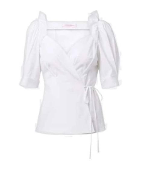Carolina Herrera Cotton-blend Wrap Top