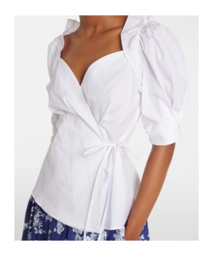 Carolina Herrera Cotton-blend Wrap Top
