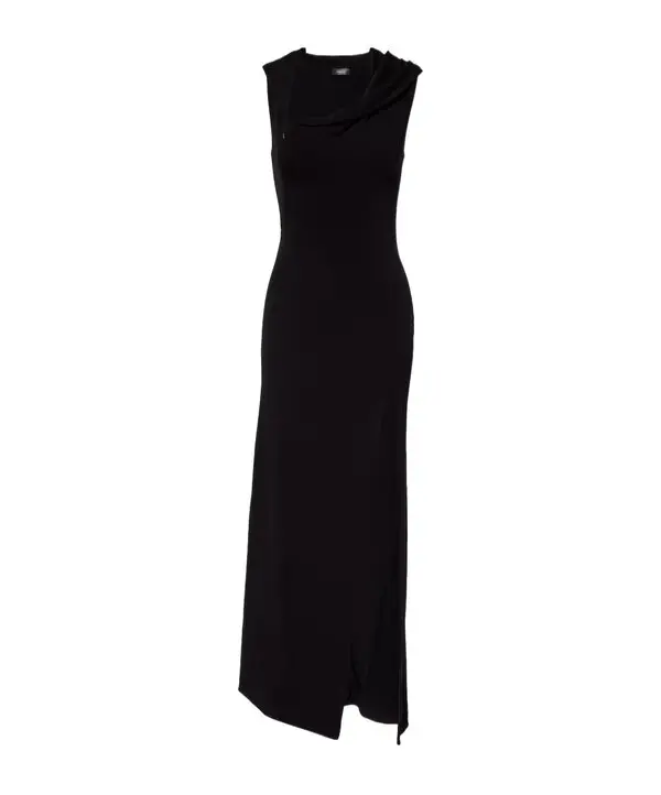MUGLER Asymmetric Knitted Dress Skirt - Black