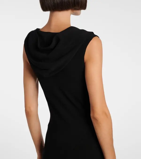 MUGLER Asymmetric Knitted Dress With Hood And Front Slit