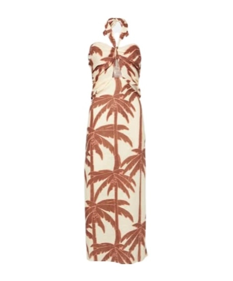 Johanna Ortiz Water Adventure Printed Linen Maxi Dress - Nude