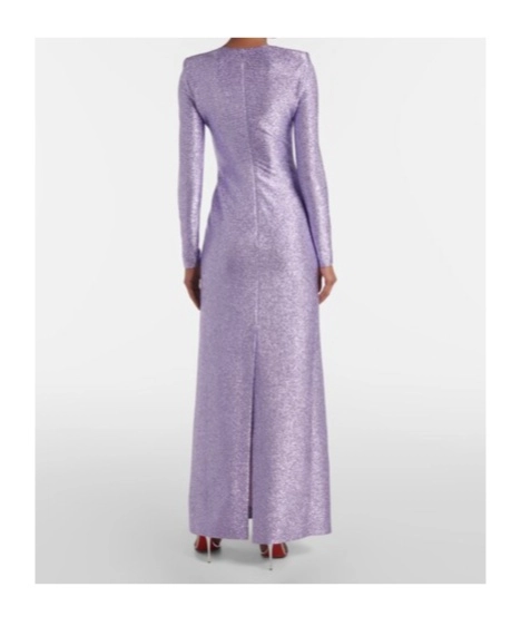 Oscar De La Renta Round Neck Long Sleeve Gown - Purple