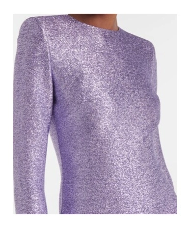 Oscar De La Renta Round Neck Long Sleeve Gown - Purple