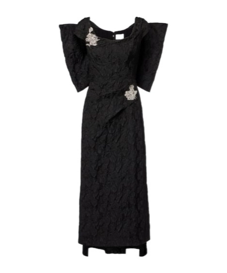 Erdem Embroidered Cloque Jacquard Gown - Black