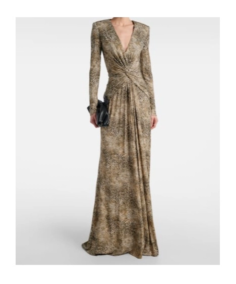 Elie Saab Animalier Printed Jersey Gown
