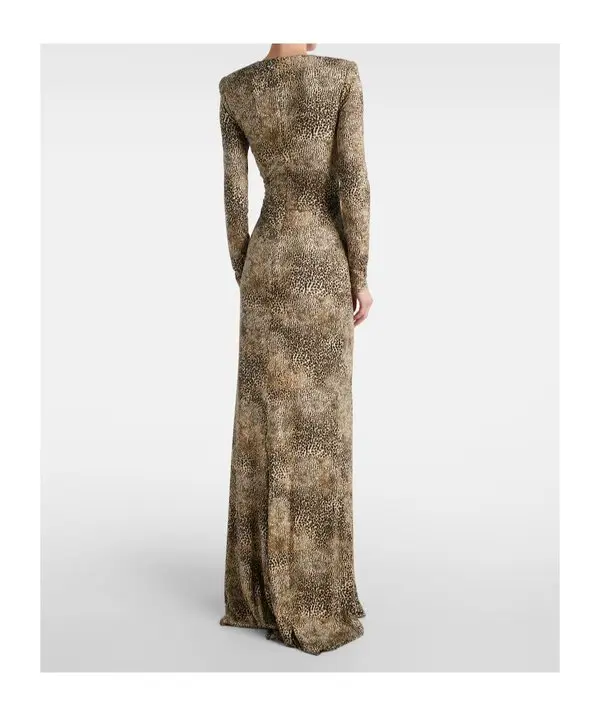 Elie Saab Animalier Printed Jersey Gown