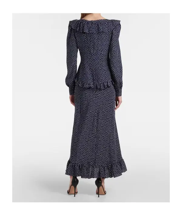 Alessandra Rich Polka Dot Silk Maxi Dress