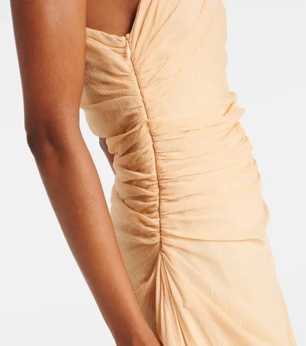 Victoria Beckham Draped One-shoulder Silk Maxi Dress - Beige