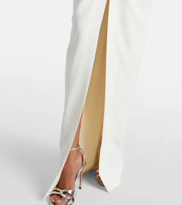Alessandra Rich Lace Gown With Plunge Neckline And Front Slit