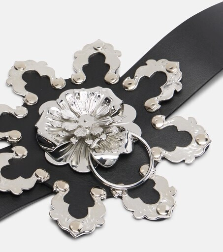 Blumarine Floral Pattern Leather Belt