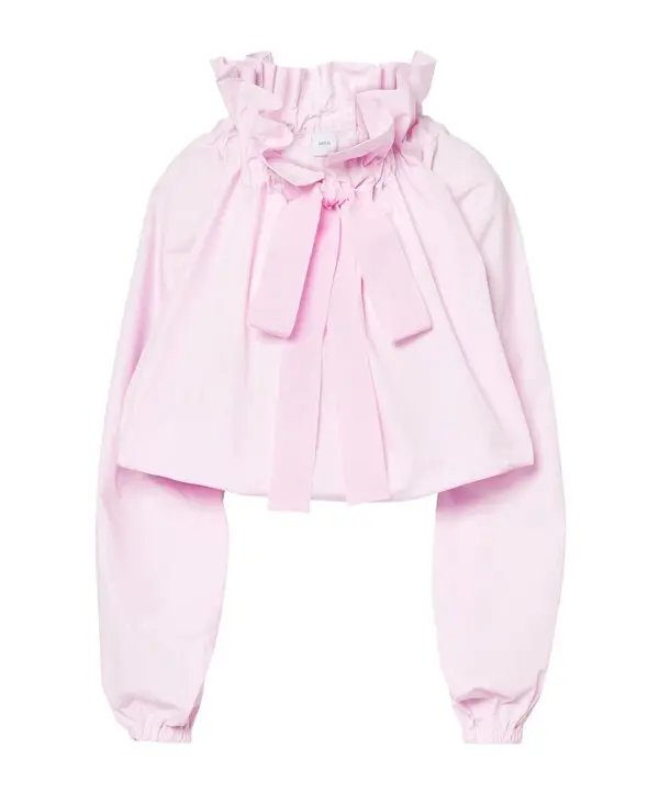 PATOU Iconic Bow-detailed Ruffled Blouse