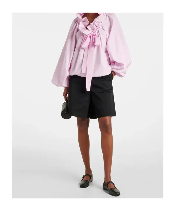 PATOU Iconic Bow-detailed Ruffled Blouse