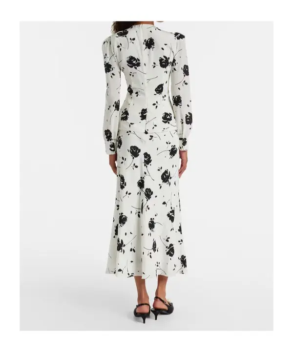 Alessandra Rich Floral Silk Midi Dress