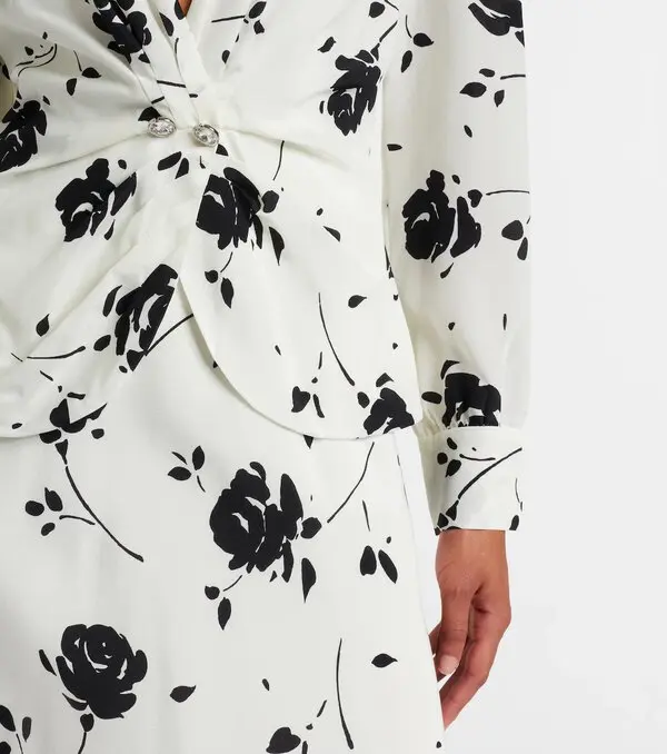 Alessandra Rich Floral Silk Midi Dress