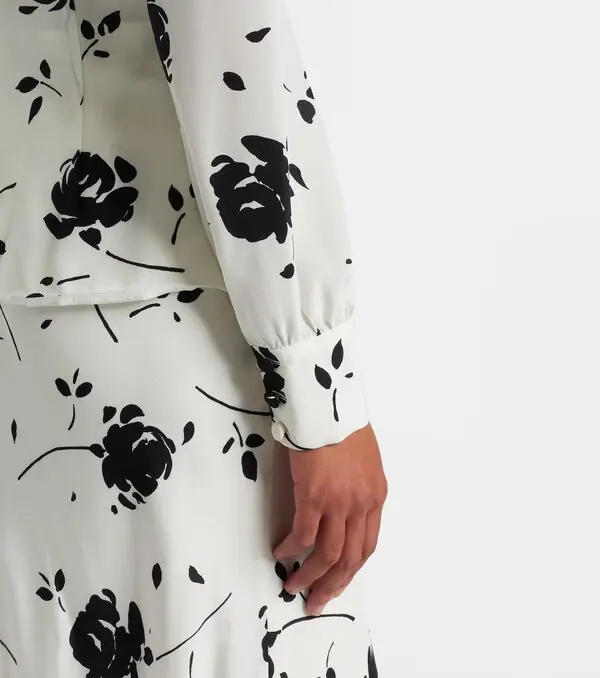 Alessandra Rich Floral Silk Midi Dress