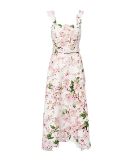 Oscar De La Renta Floral Lace Cocktail Dress - Pink