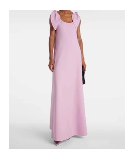 Oscar De La Renta Bow-detail Wool-blend Maxi Dress - Pink
