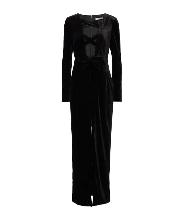 Alessandra Rich Velvet Maxi Dress - Black