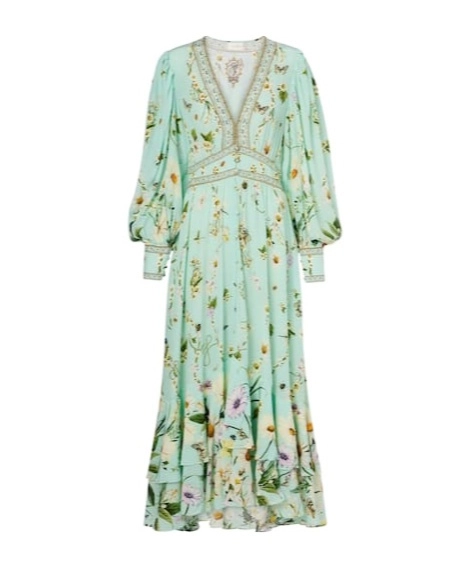 Camilla Floral Pattern Silk Crepe Maxi Dress