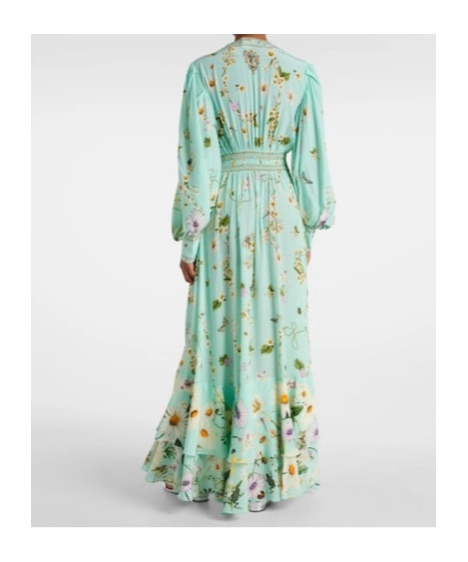 Camilla Floral Pattern Silk Crepe Maxi Dress