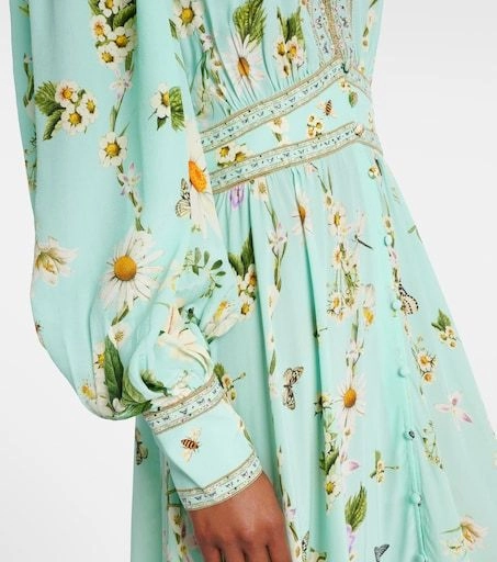 Camilla Floral Pattern Silk Crepe Maxi Dress