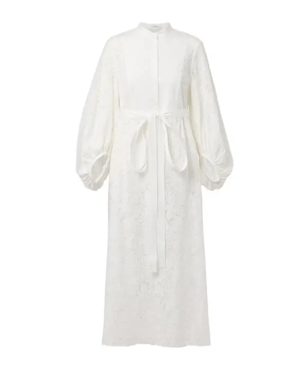 Erdem Embroidered Cotton Lace Midi Dress - White