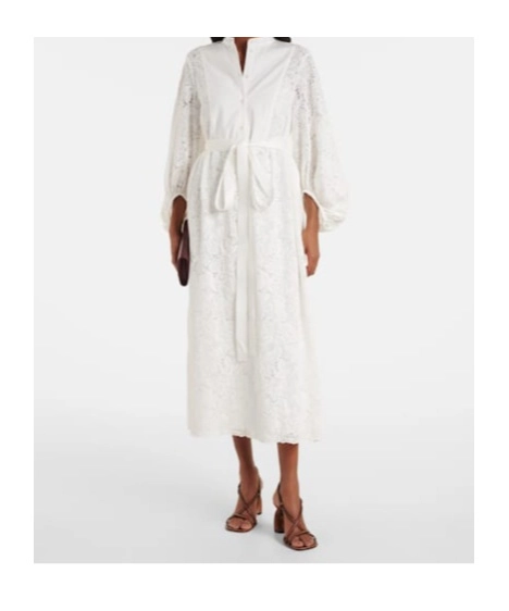 Erdem Embroidered Cotton Lace Midi Dress - White