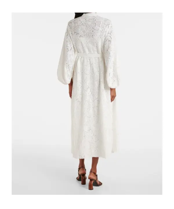 Erdem Embroidered Cotton Lace Midi Dress - White