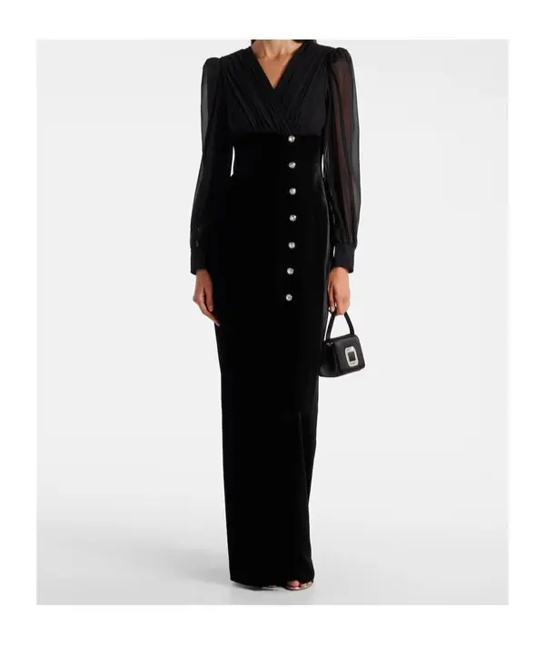 Alessandra Rich Velvet And Georgette Gown