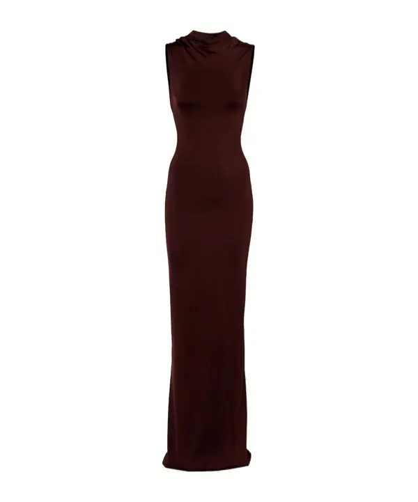 Victoria Beckham Draped Jersey Gown - Brown