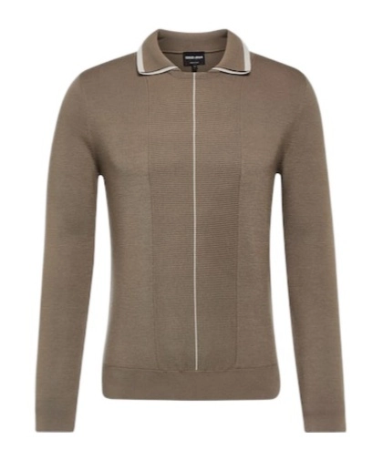 Giorgio Armani Long-sleeved Polo Shirt - Brown