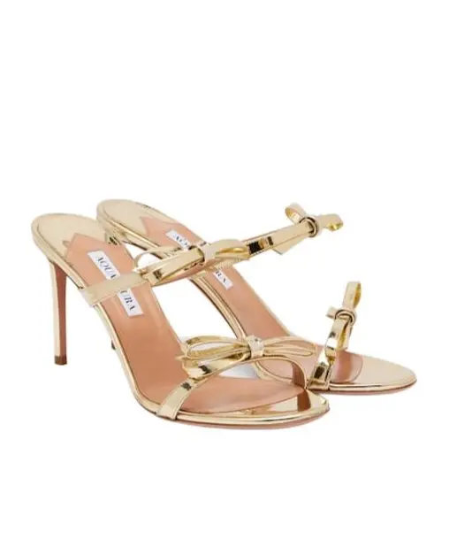 AQUAZZURA Mirrored Faux Leather Mules