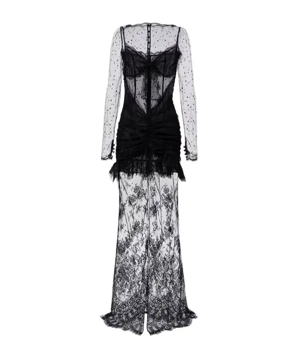 Alessandra Rich Sheer Cotton-blend Lace Gown